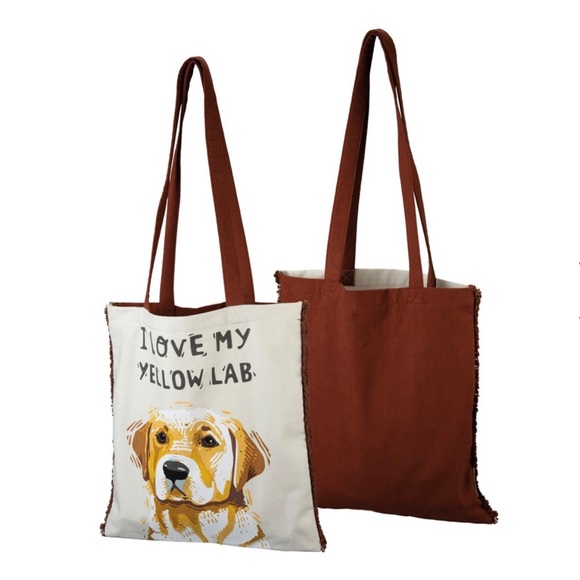 Bags | I Love My Yellow Lab Tote Shoulder Bag Dog New Fabric Cloth ...